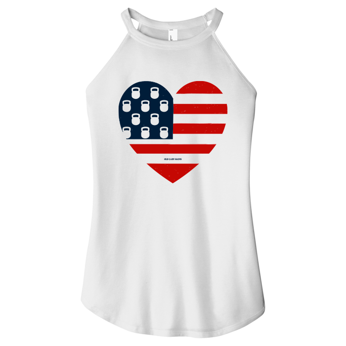 USA Kettlebell Heart Halter Tank | Old Lady Gains