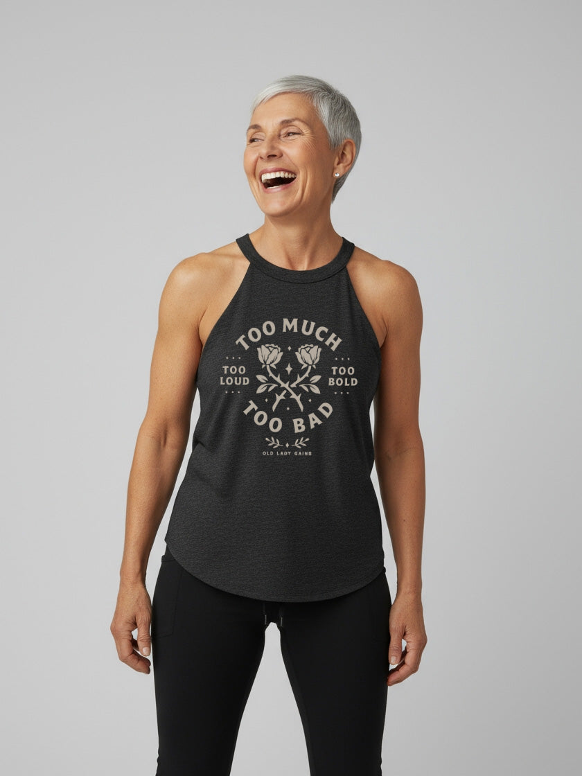 Too Much Too Bad Halter Tank | Old Lady Gains