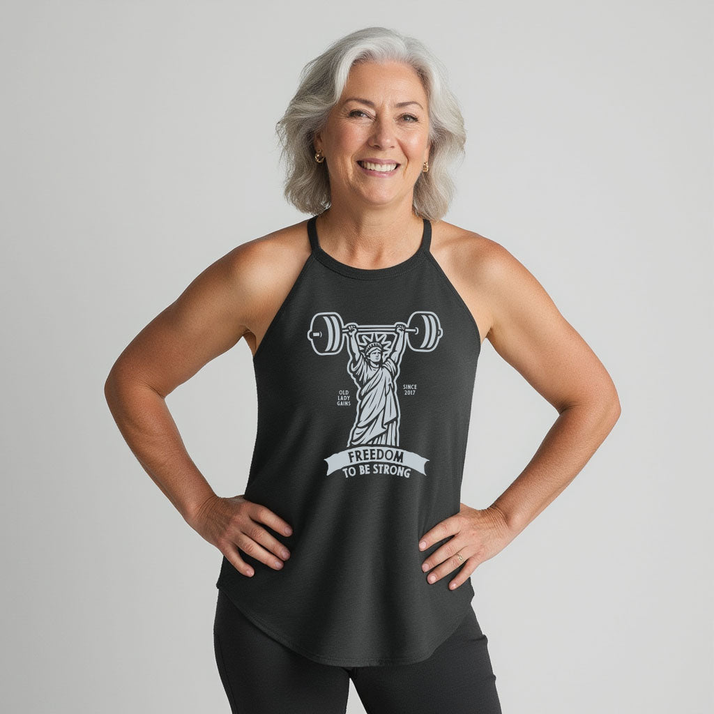 USA Kettlebell Heart Halter Tank | Old Lady Gains